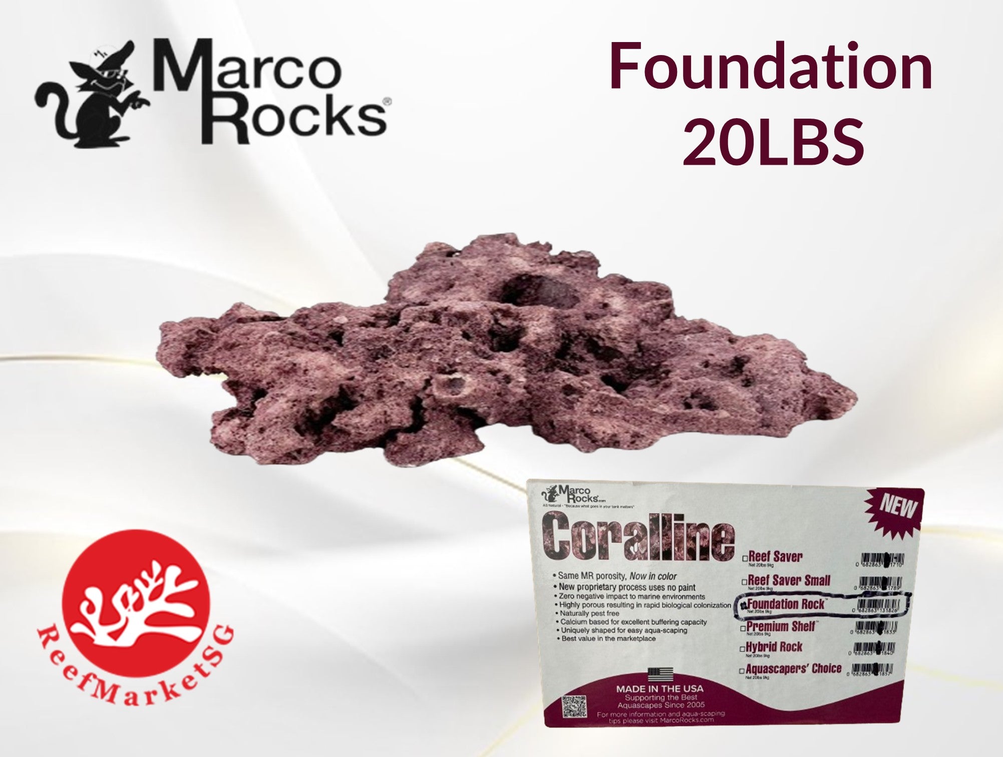 MACRO ROCKS Aquarium Foundation Rock - One Side Flat Cut 20lbs ...