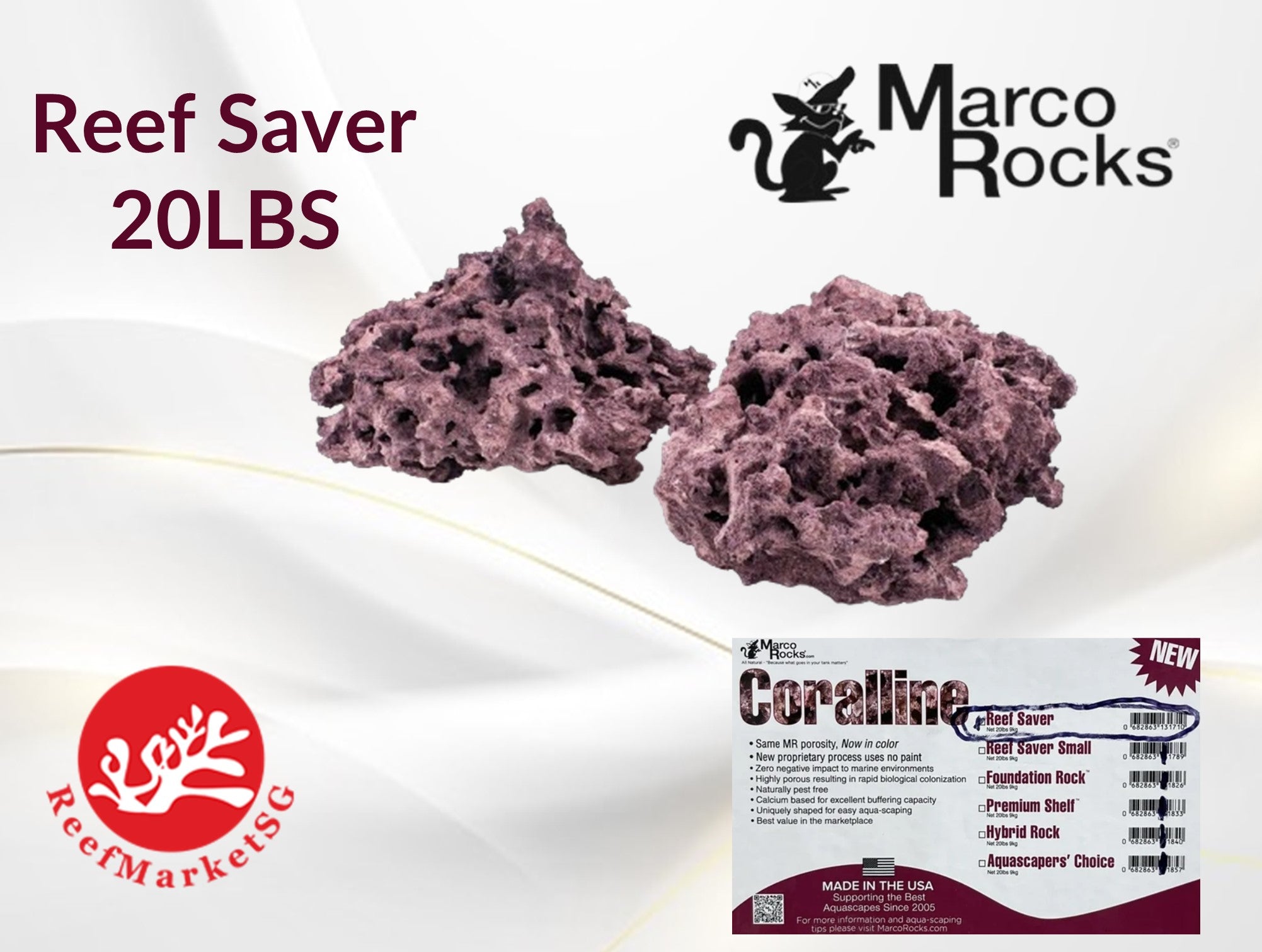 MACRO ROCKS Mr ReefSaver Rocks 20lbs Coralline – ReefMarketSG